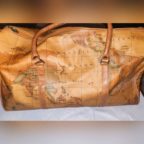 Gitano | Bags | Vtg Gitano World Map Leather Duffle Bag | Poshmark